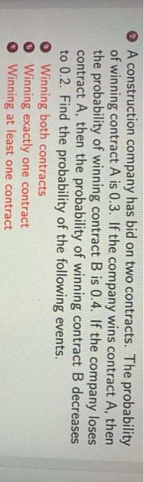 Solved @ A construction company has bid on two contracts. | Chegg.com