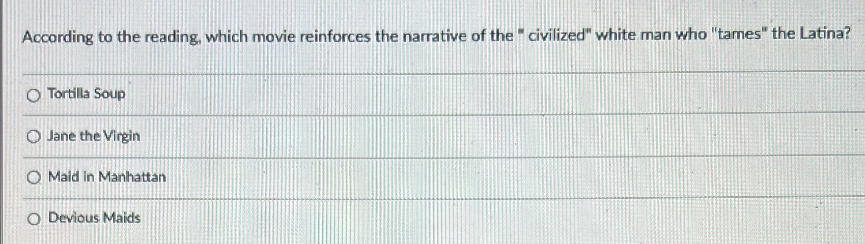 Solved According to the reading, which movie reinforces the | Chegg.com