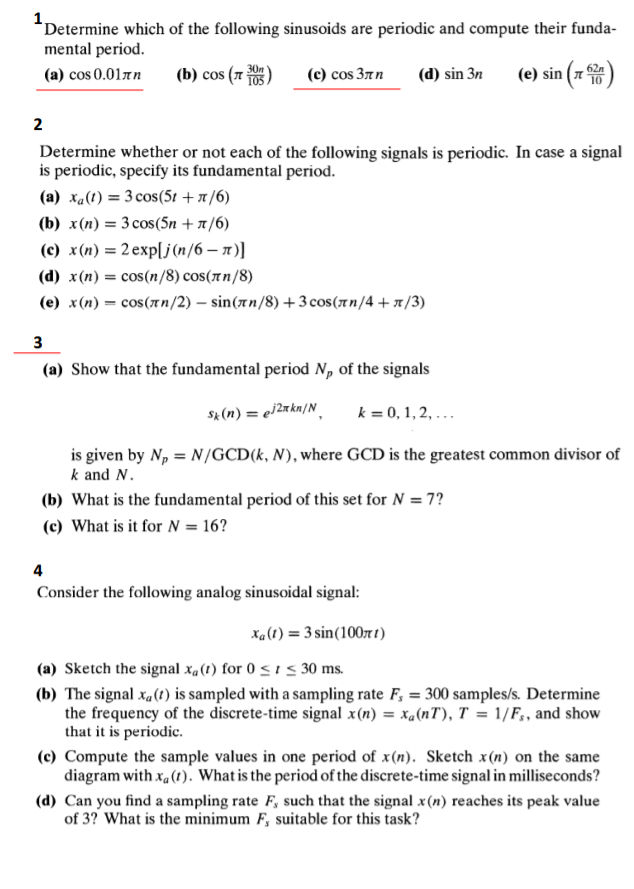 Solved Determine which of the following sinusoids are | Chegg.com