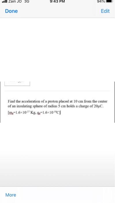 Solved Find the acceleration of a proton placed at 10 cm | Chegg.com