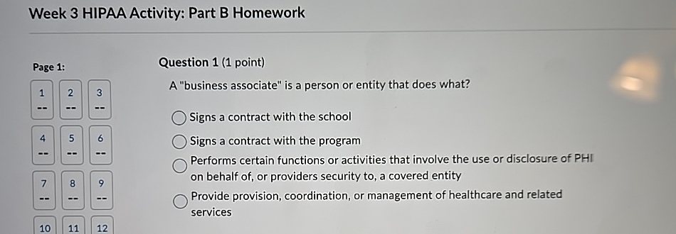 Solved Week 3 ﻿HIPAA Activity: Part B HomeworkA "business | Chegg.com