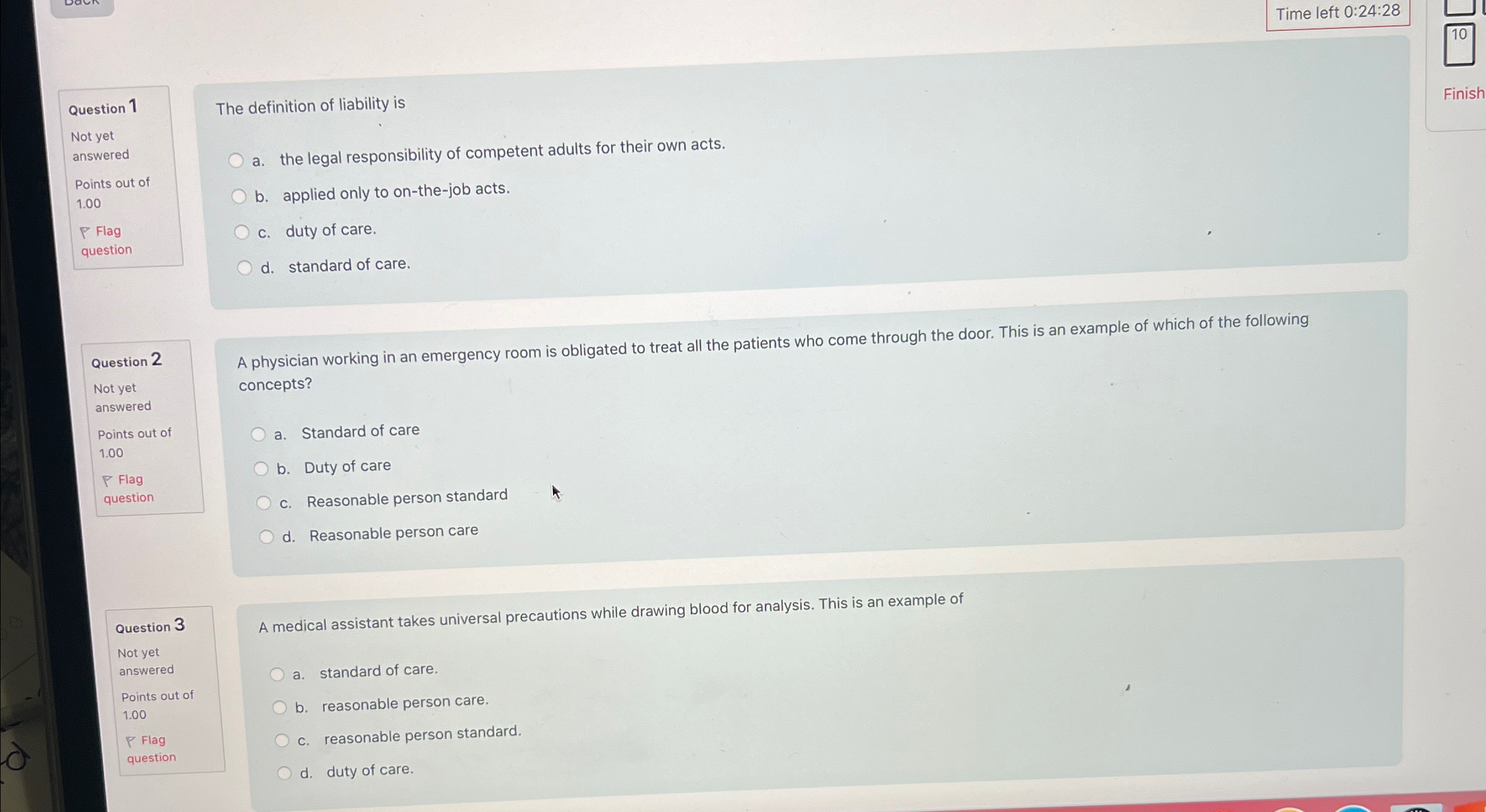 Solved Time left 0:24:28Question 1Not yet answeredPoints out | Chegg.com