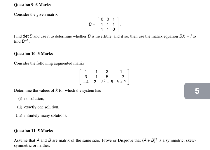 Solved Consider the given matrix B=⎣⎡011011110⎦⎤ Find det B | Chegg.com