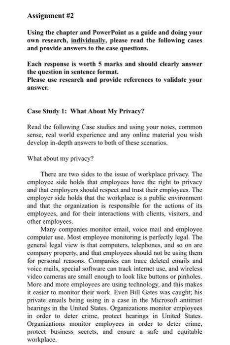 Solved Assignment \#2 Using the chapter and PowerPoint as a | Chegg.com