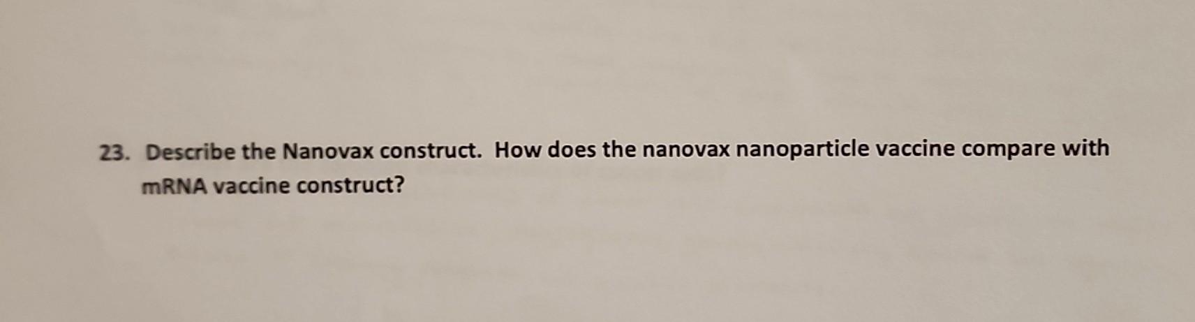Solved 23. Describe the Nanovax construct. How does the | Chegg.com