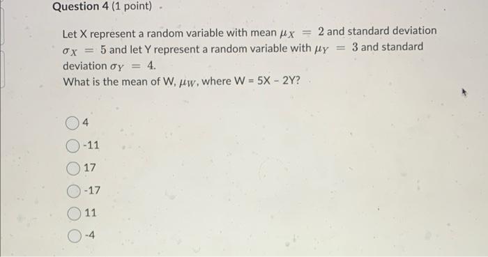 Solved Let X represent a random variable with mean μX=2 and | Chegg.com