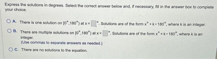 Solved Solve, finding all solutions. Express the solutions | Chegg.com