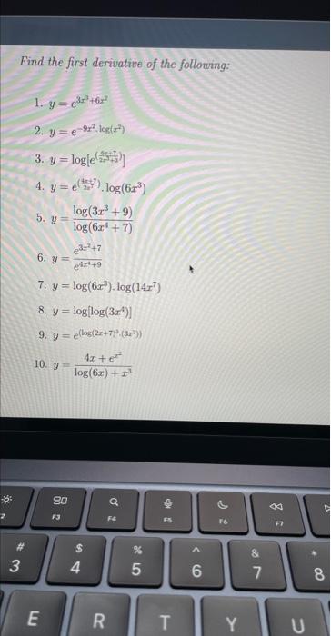 Solved Find the first derivative of the following: 1. | Chegg.com