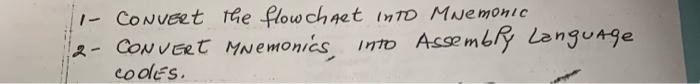 1 Convert The Flowchiet Into Mnemonic 2 Convert 