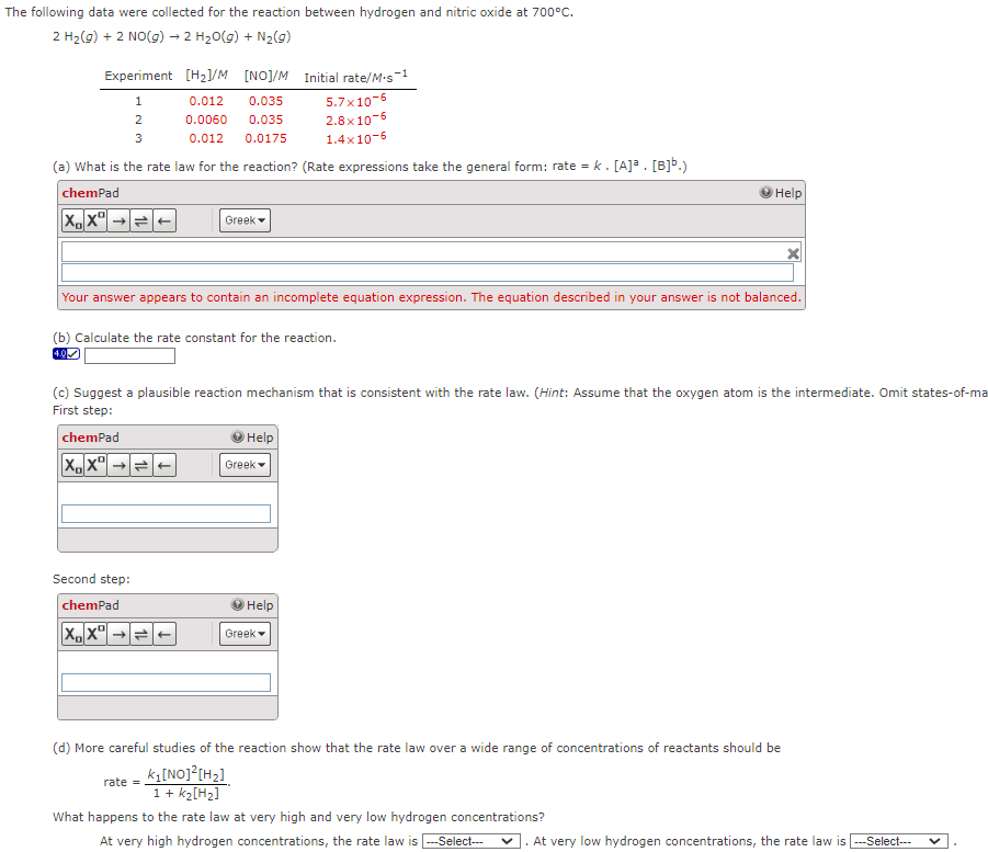 Solved The following data were collected for the reaction | Chegg.com