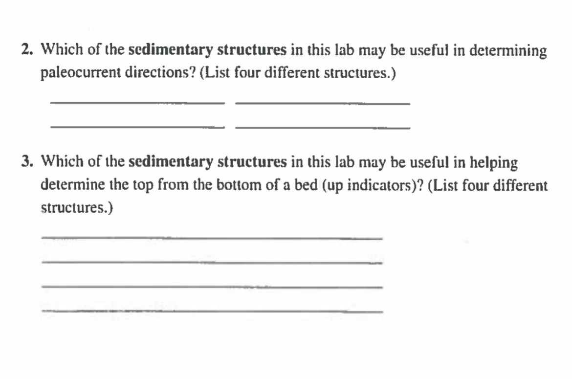 Solved Which of the sedimentary structures in this lab may | Chegg.com