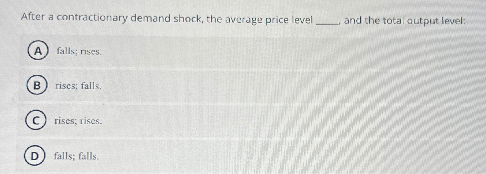 Solved After a contractionary demand shock, the average | Chegg.com