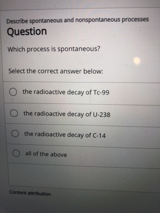 Solved Describe spontaneous and nonspontaneous processes | Chegg.com