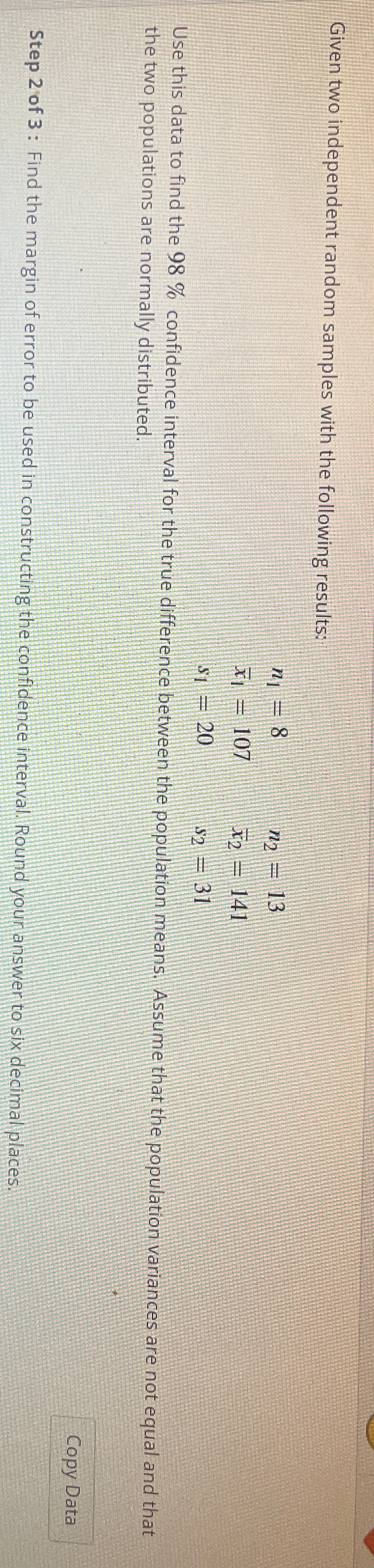 Solved Given two independent random samples with the | Chegg.com