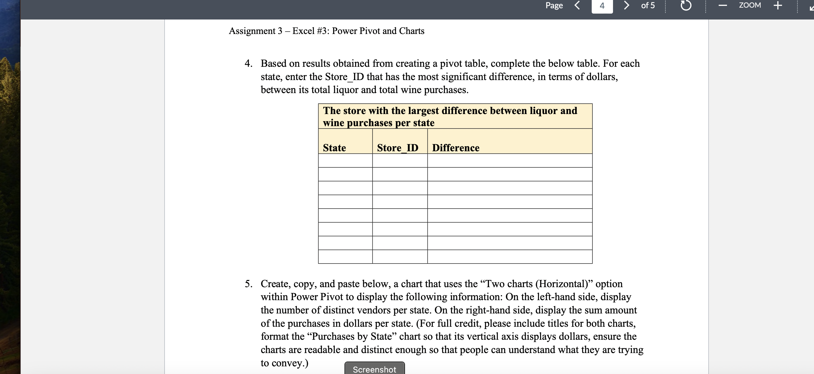 Assignment 3 - ﻿Excel #3: Power Pivot and Charts4. | Chegg.com