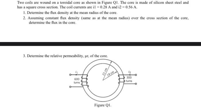 Solved Two coils are wound on a toroidal core as shown in | Chegg.com