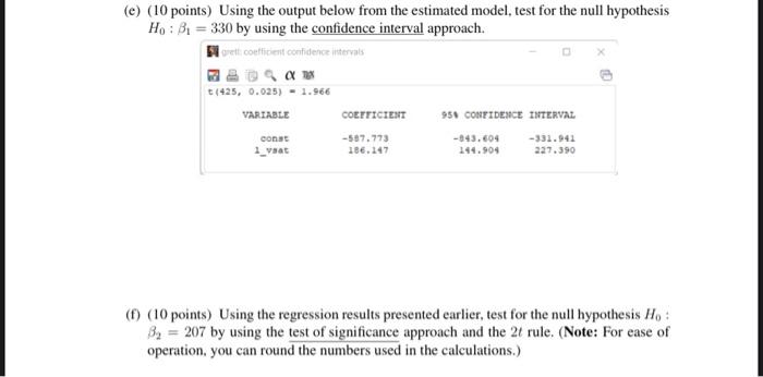 2. The regression model given below explains the | Chegg.com
