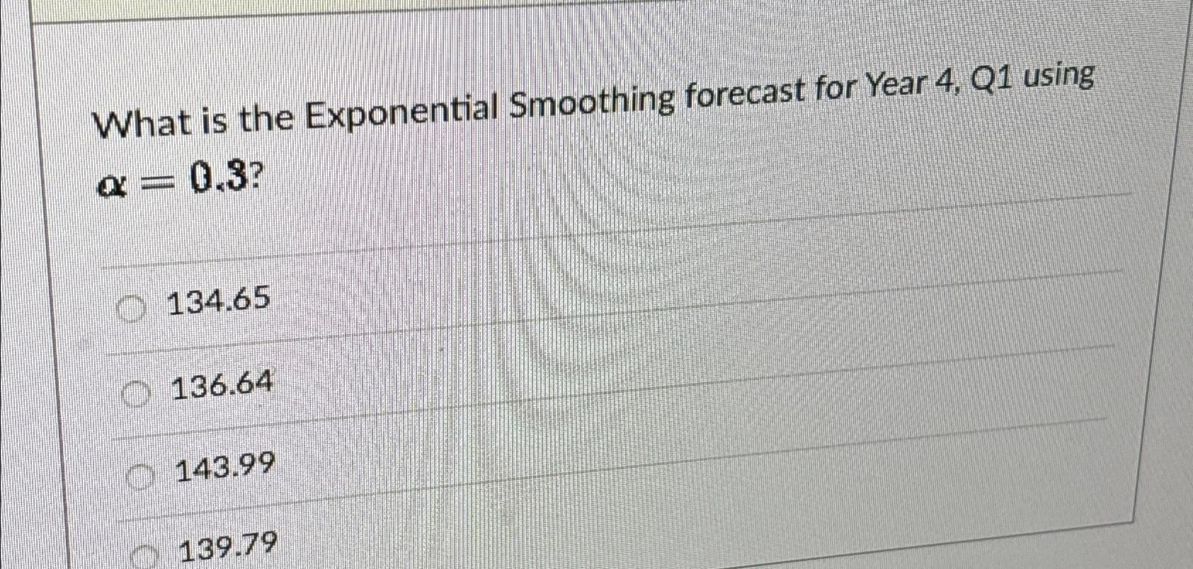 Solved What is the Exponential Smoothing forecast for Year | Chegg.com
