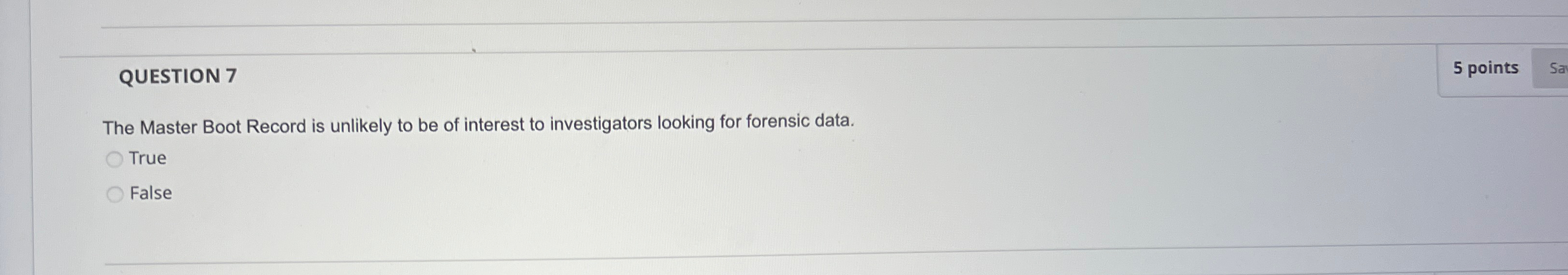 Solved QUESTION 75 ﻿pointsThe Master Boot Record is unlikely | Chegg.com