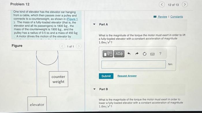 Solved elevator and all its passengers) is igonat is, the | Chegg.com