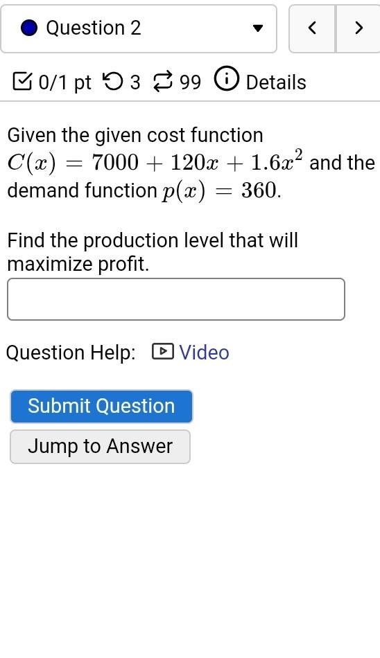 Solved For the given cost function C(x) = 12100 + 700x + x² | Chegg.com