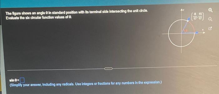 Solved The figure shows an angle θ in standard posilion with | Chegg.com