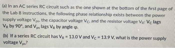 Solved An AC series RC circuit has ω=2100.rad/s and R=270.Ω. | Chegg.com