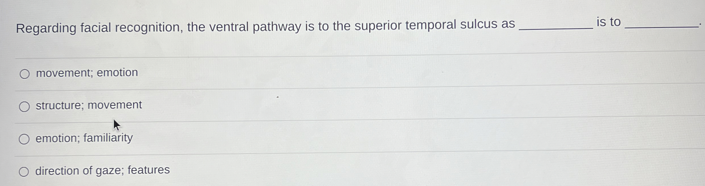 Solved Regarding facial recognition, the ventral pathway is | Chegg.com