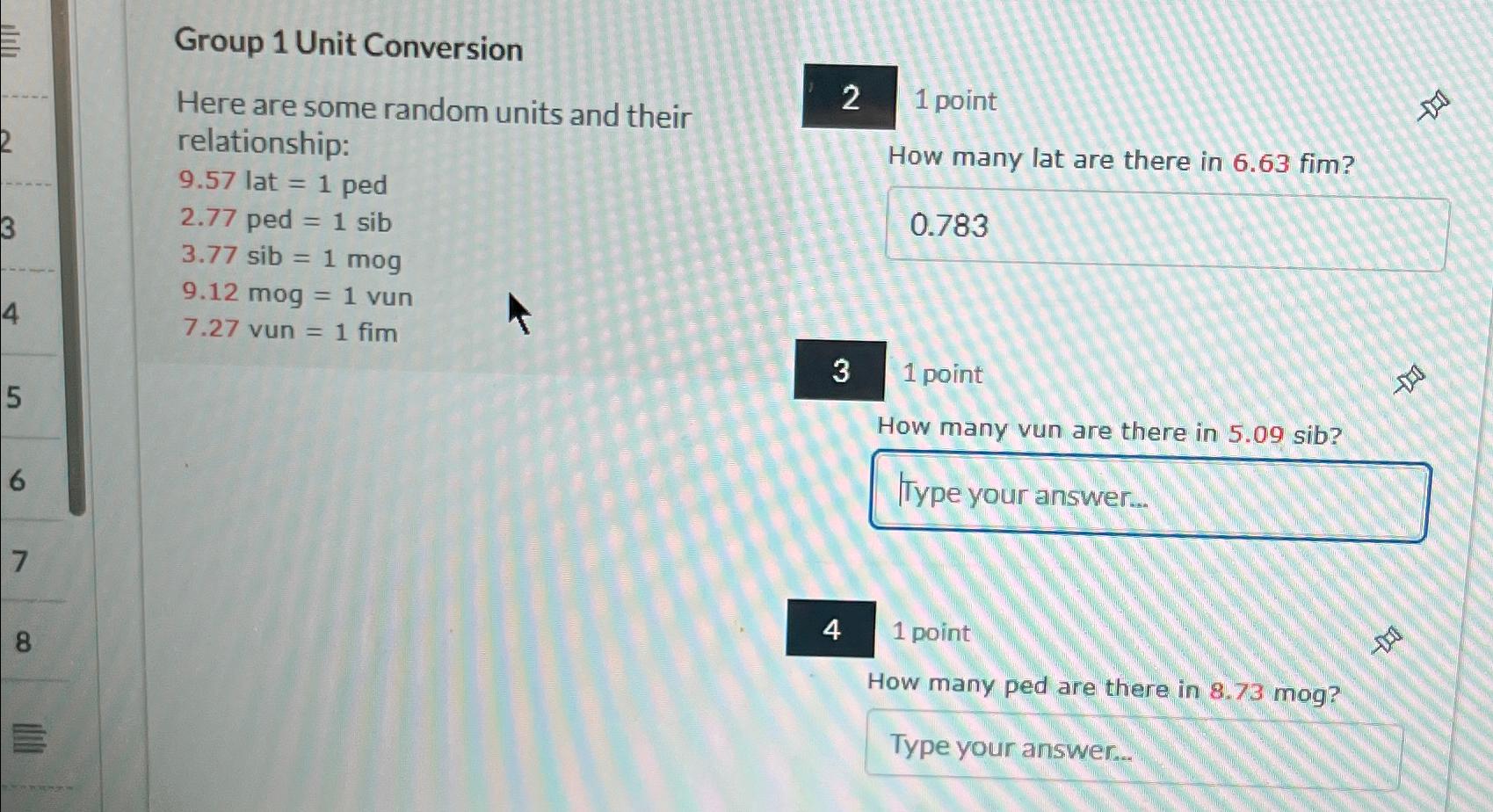 Solved Group 1 Unit Conversion\\nHere are some random units | Chegg.com