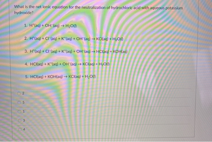 Solved What is the net ionic equation for the neutralization | Chegg.com