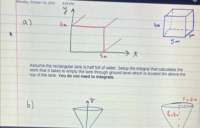 Solved Assume the rectangular tank is half full of water. | Chegg.com