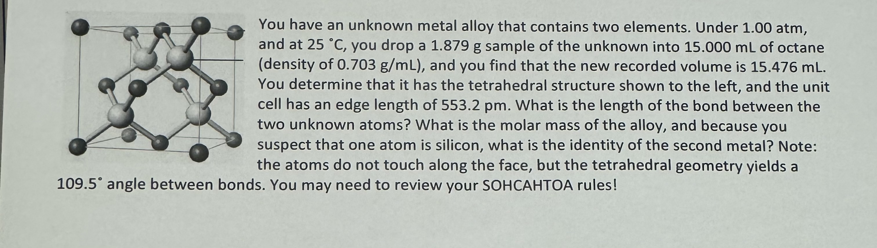 Solved You have an unknown metal alloy that contains two | Chegg.com
