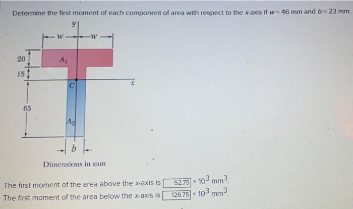 Solved Determine the first moment of each component of area | Chegg.com