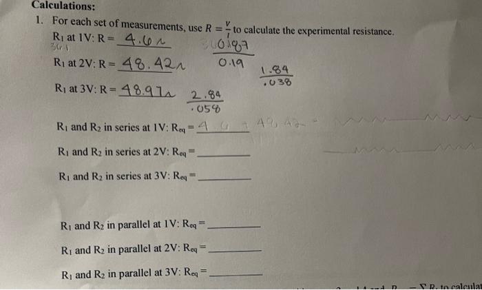 Not sure how to solve R1 and R2 in series at 1V: Req | Chegg.com