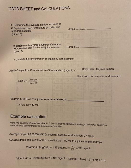Solved Microscale Titration. Vitamin C in Fruit Juices | Chegg.com