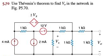Solved Use Thevenin's theorem to find V0 in the network in | Chegg.com