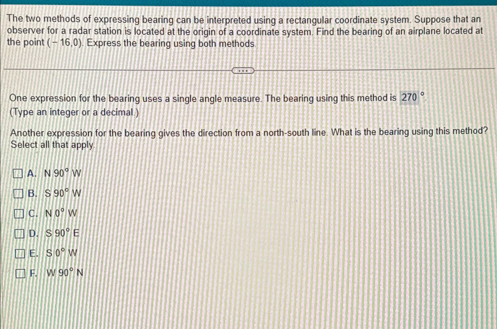 Solved The two methods of expressing bearing can be | Chegg.com