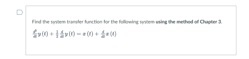 Solved Find the system transfer function for the following | Chegg.com