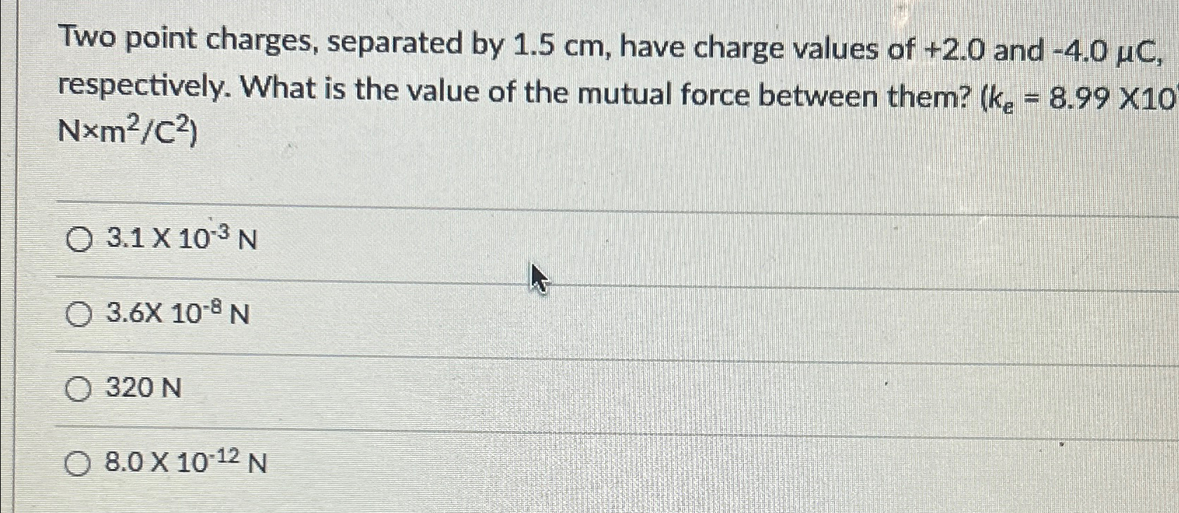 Solved Two point charges, separated by 1.5cm, have charge | Chegg.com