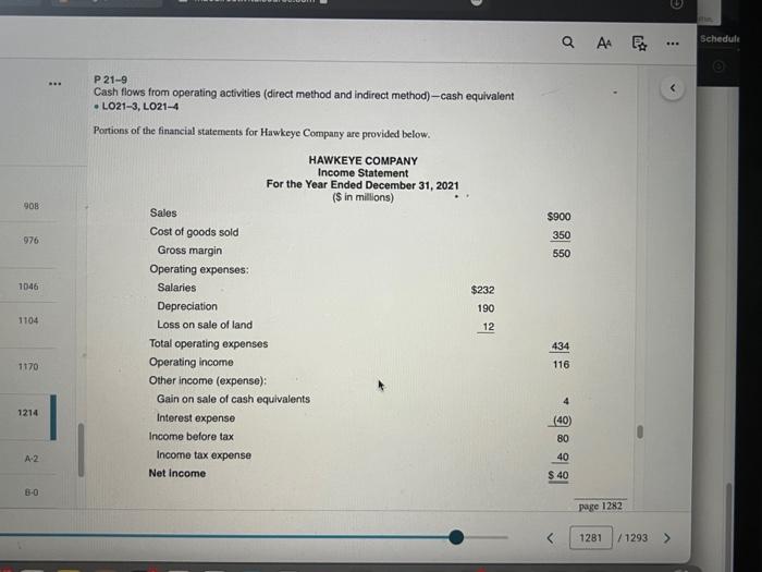 Solved P 21-9 Cash flows from operating activities (direct | Chegg.com