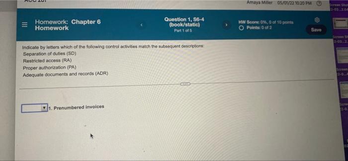 Solved = Homework: Chapter 6 Homework Question 1, S6-4 | Chegg.com