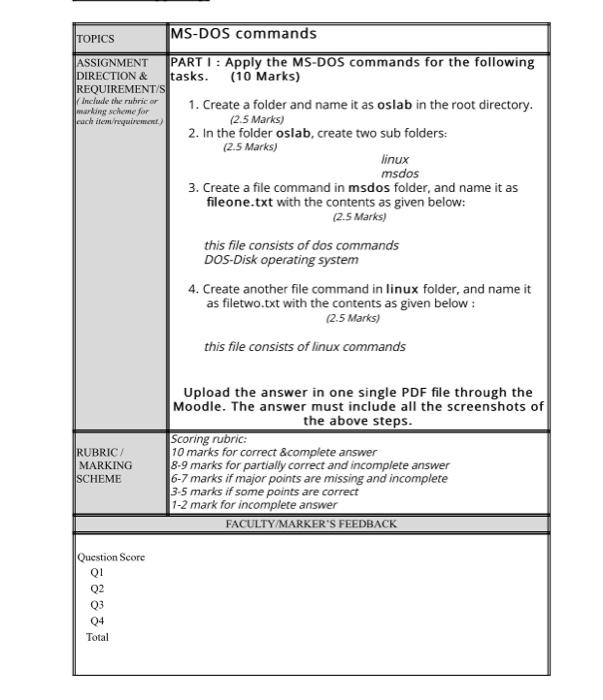 Solved Ms Dos Commands Assignment Part 1 Apply The Ms Dos 