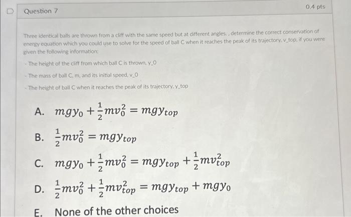 Solved Three identical balls are thrown from a cliff with | Chegg.com