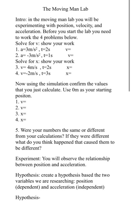 Solved The Moving Man Lab Intro: in the moving man lab you | Chegg.com