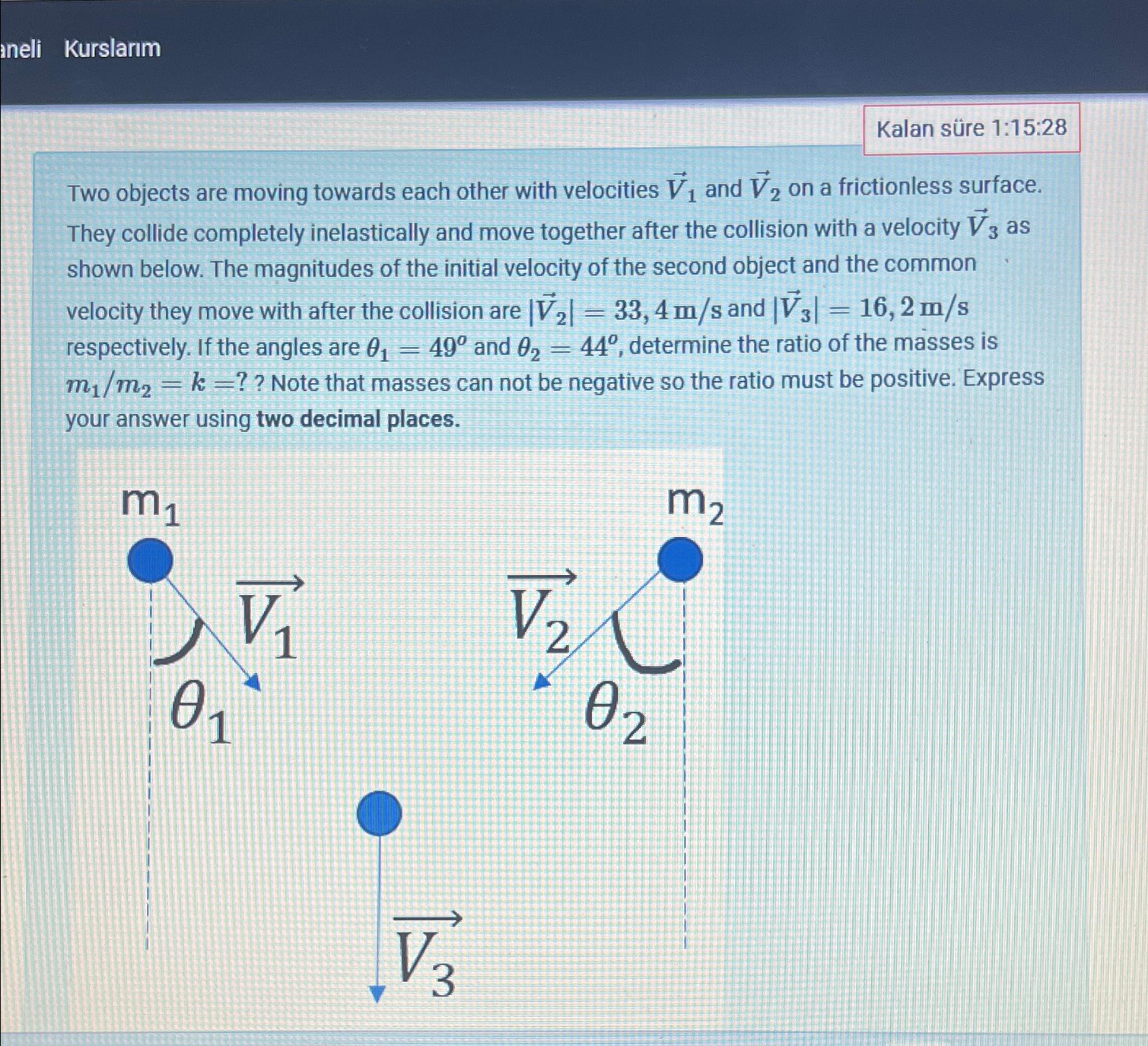 Solved KurslarımKalan süre 1:15:28Two objects are moving | Chegg.com