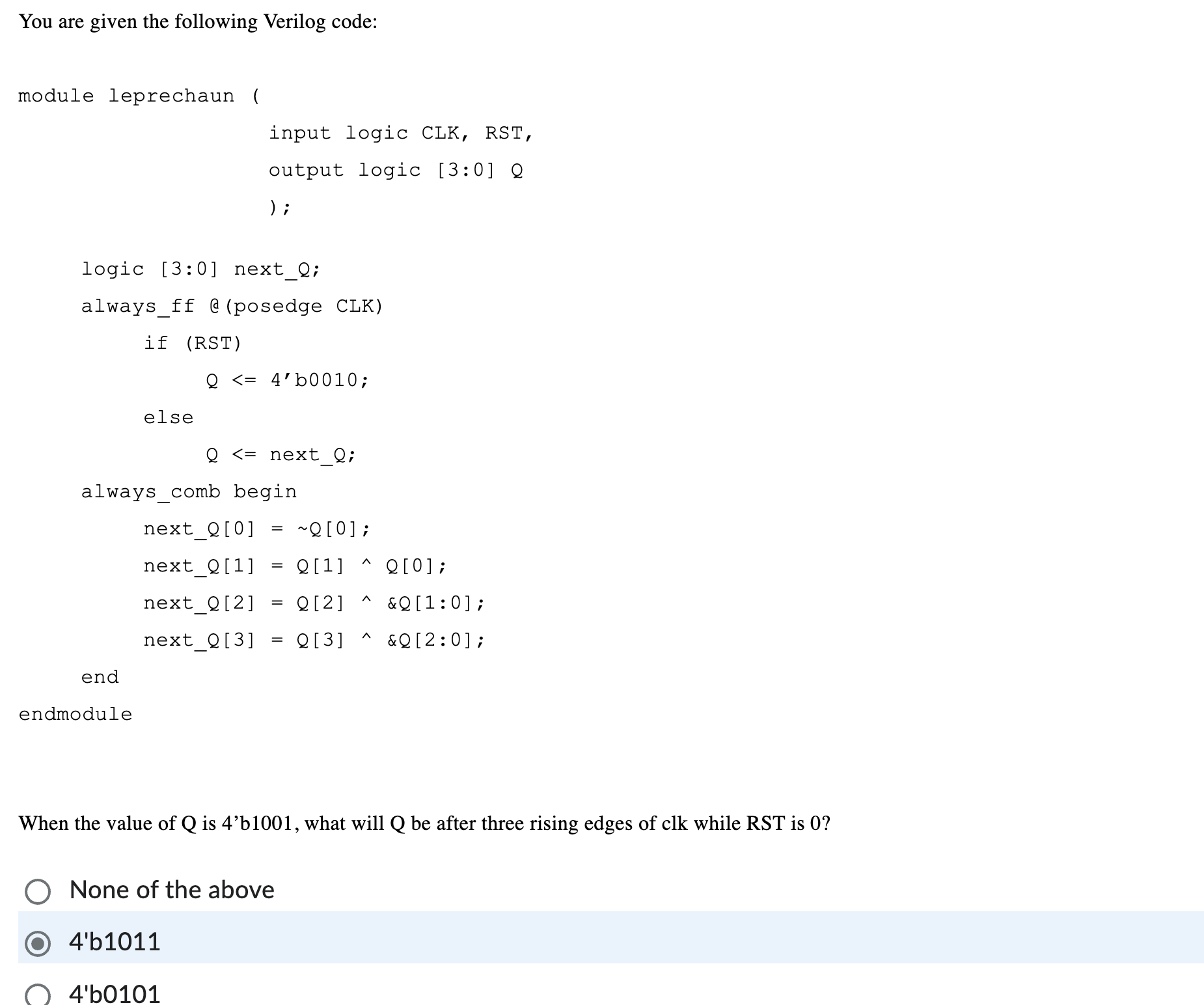 Solved You are given the following Verilog code:```module | Chegg.com