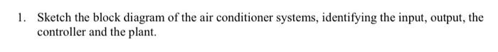 Solved 1. Sketch the block diagram of the air conditioner | Chegg.com