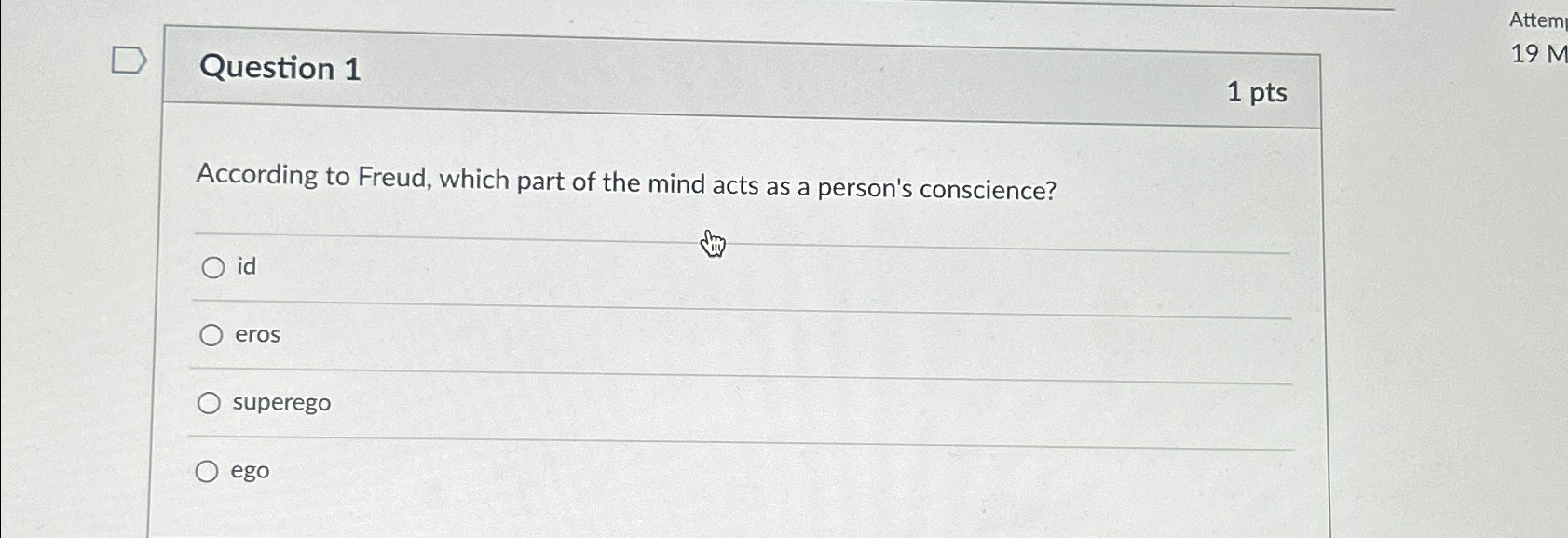 Solved Question 11 ﻿ptsAccording to Freud, which part of the | Chegg.com