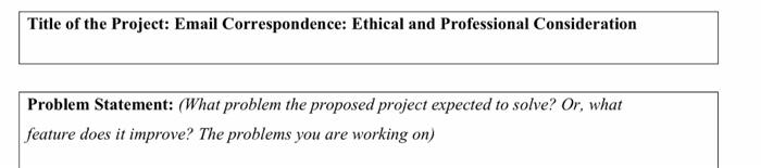 Title of the Project: Email Correspondence: Ethical | Chegg.com