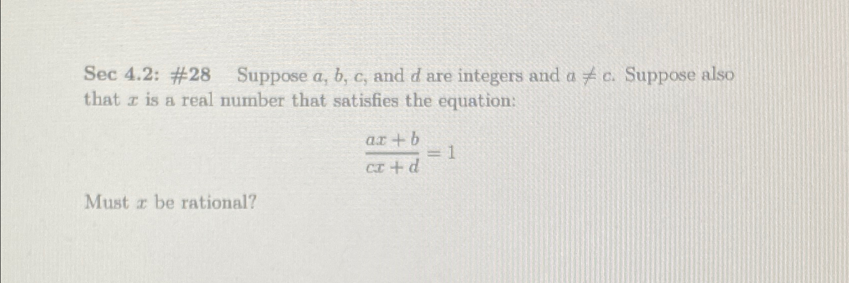 Solved Sec 4.2: #28 ﻿Suppose a,b,c, ﻿and d ﻿are integers and | Chegg.com